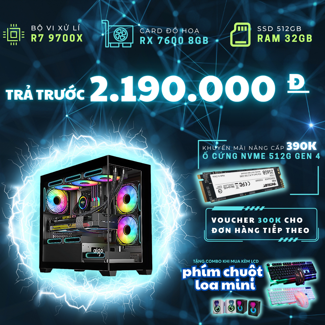 PC GAMING 365 x BATTLE Ryzen 7 9700X | RAM 16GB | SSD 512GB | RX 7600 8GB