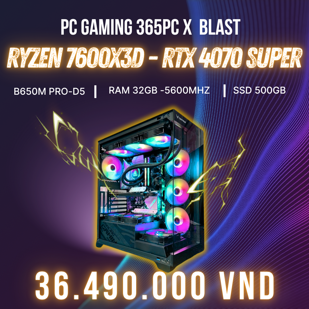 PC GAMING 365 x BLAST x ZOTAC RYZEN 5 7600X3D | RAM 32GB | SSD 500GGB ...